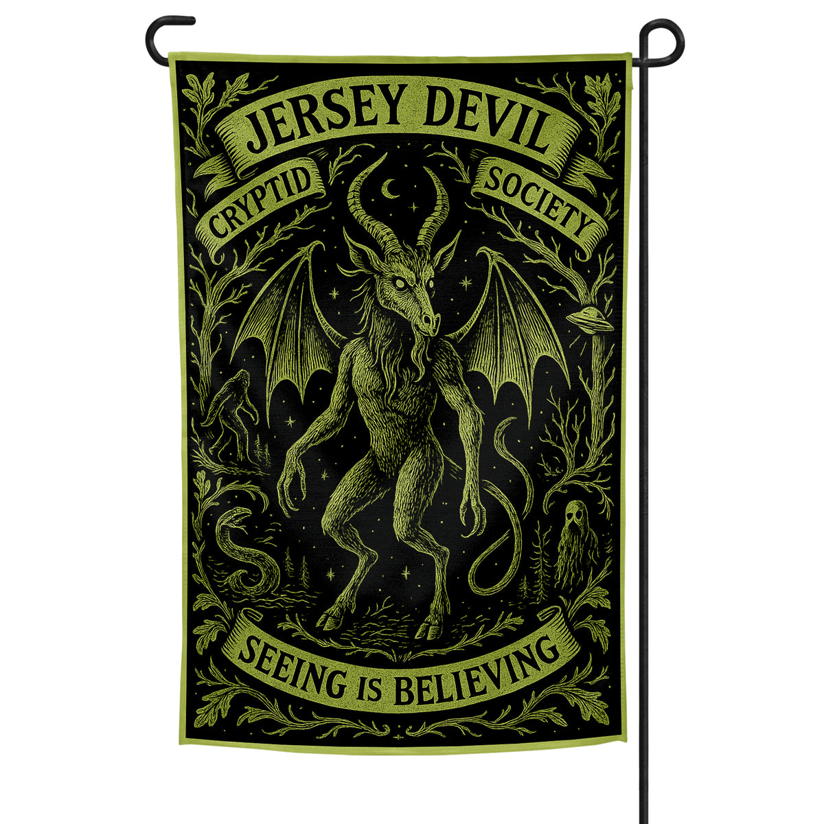 Jersey Devil Cryptid Society Garden Flag – Shady Front
