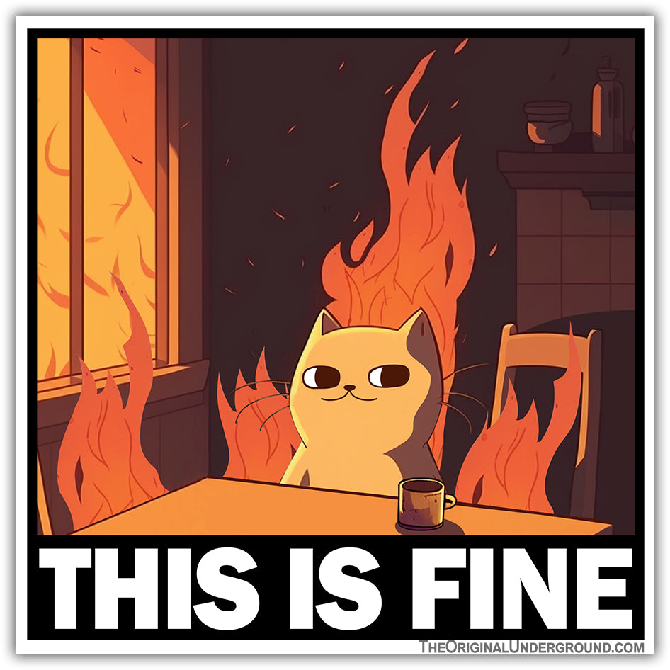 This Is Fine Cat Sticker – Shady Front